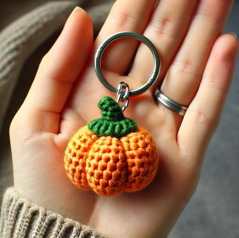 Amigurumi Pumpkin Keychain Crochet Pattern – Halloween Fall Decor, Easy ...