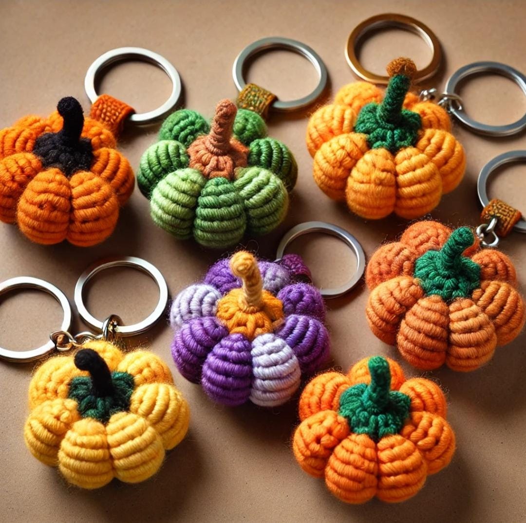 Amigurumi Pumpkin Keychain Crochet Pattern – Halloween Fall Decor, Easy ...