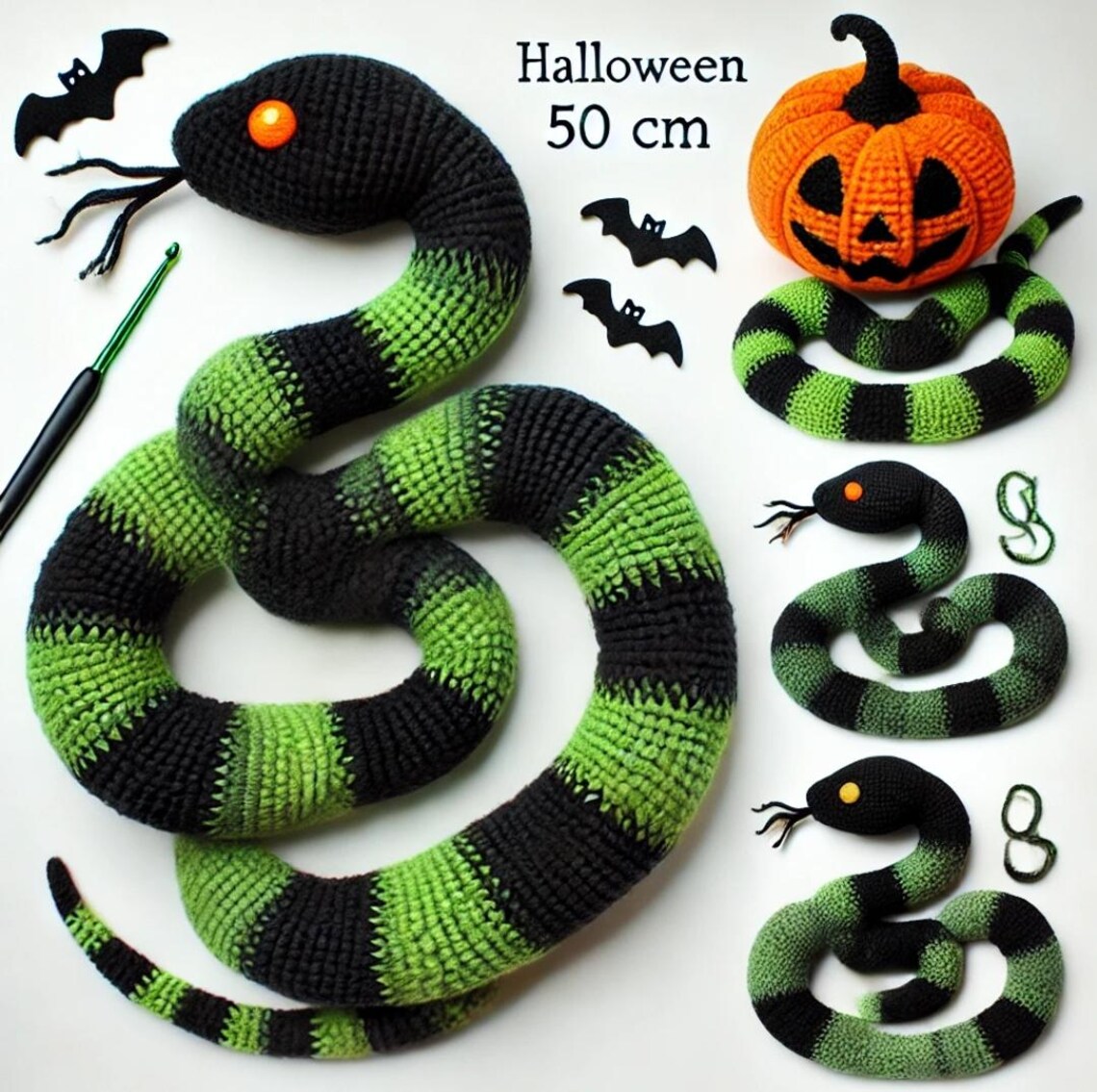 Halloween Spooky Snake Crochet Pattern | Halloween Amigurumi PDF - Etsy