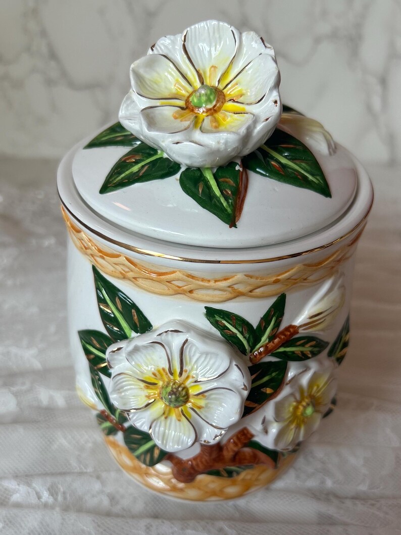 Ceramic Magnolia Canister - Etsy