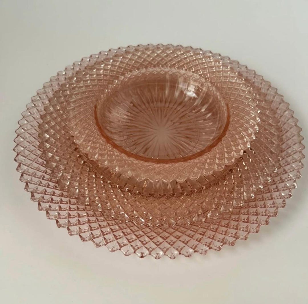 Pink Depression Glass Place Setting “miss America” - Etsy
