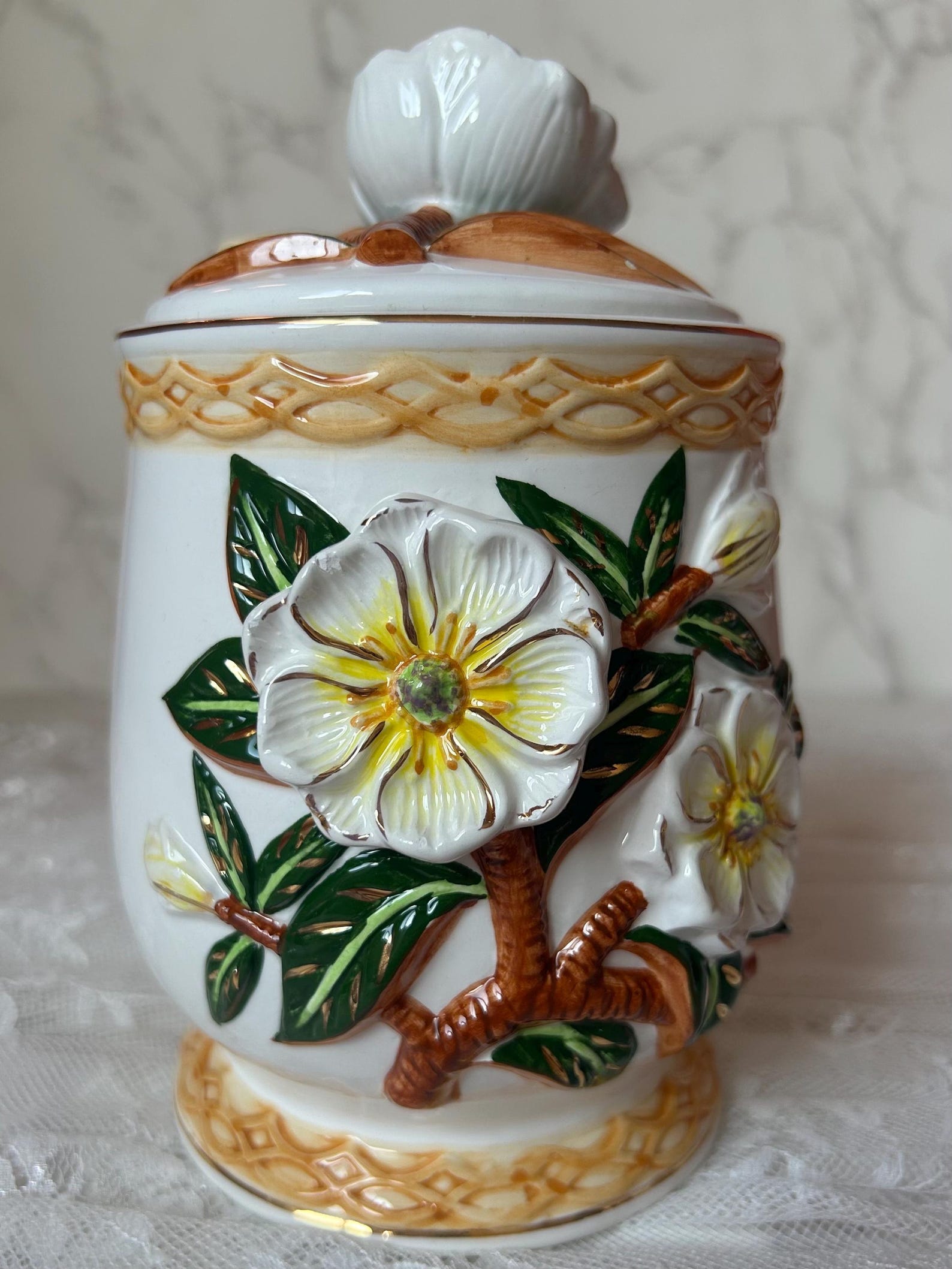 Ceramic Magnolia Canister - Etsy