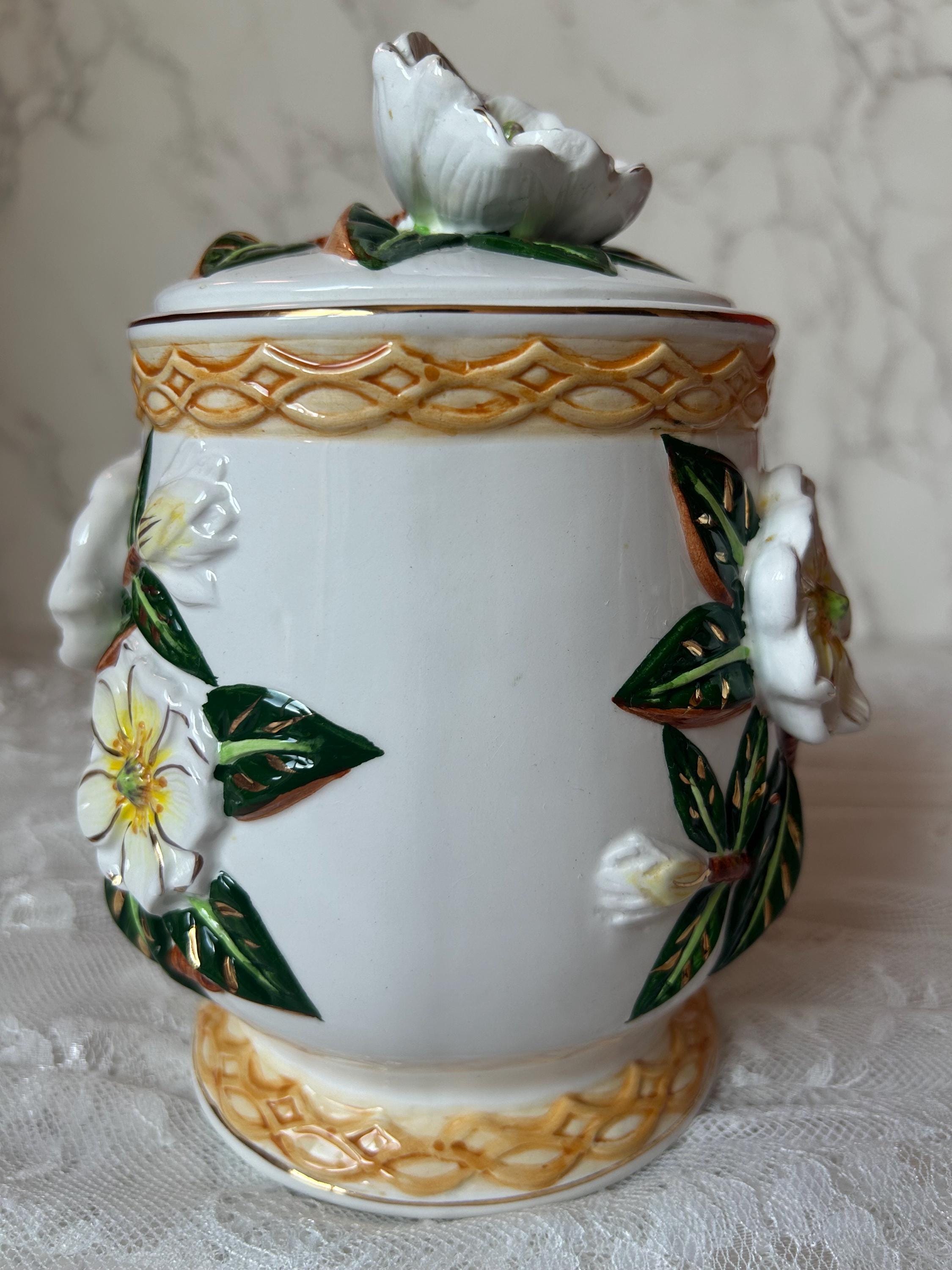 Ceramic Magnolia Canister - Etsy