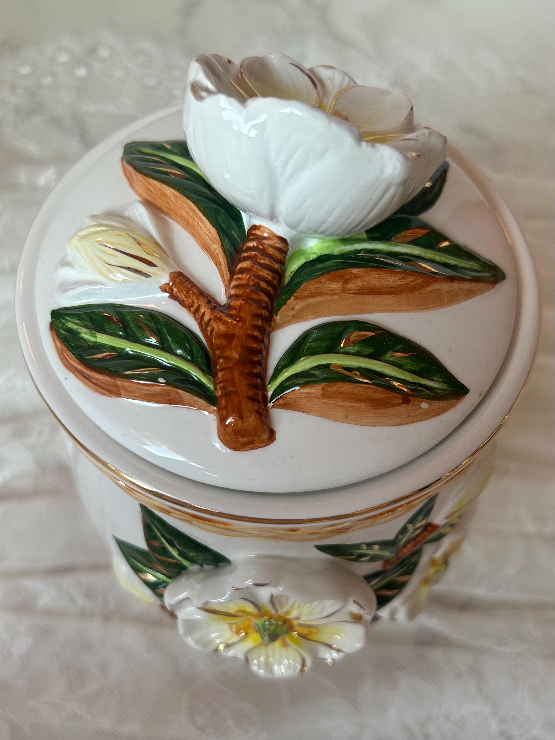 Ceramic Magnolia Canister - Etsy