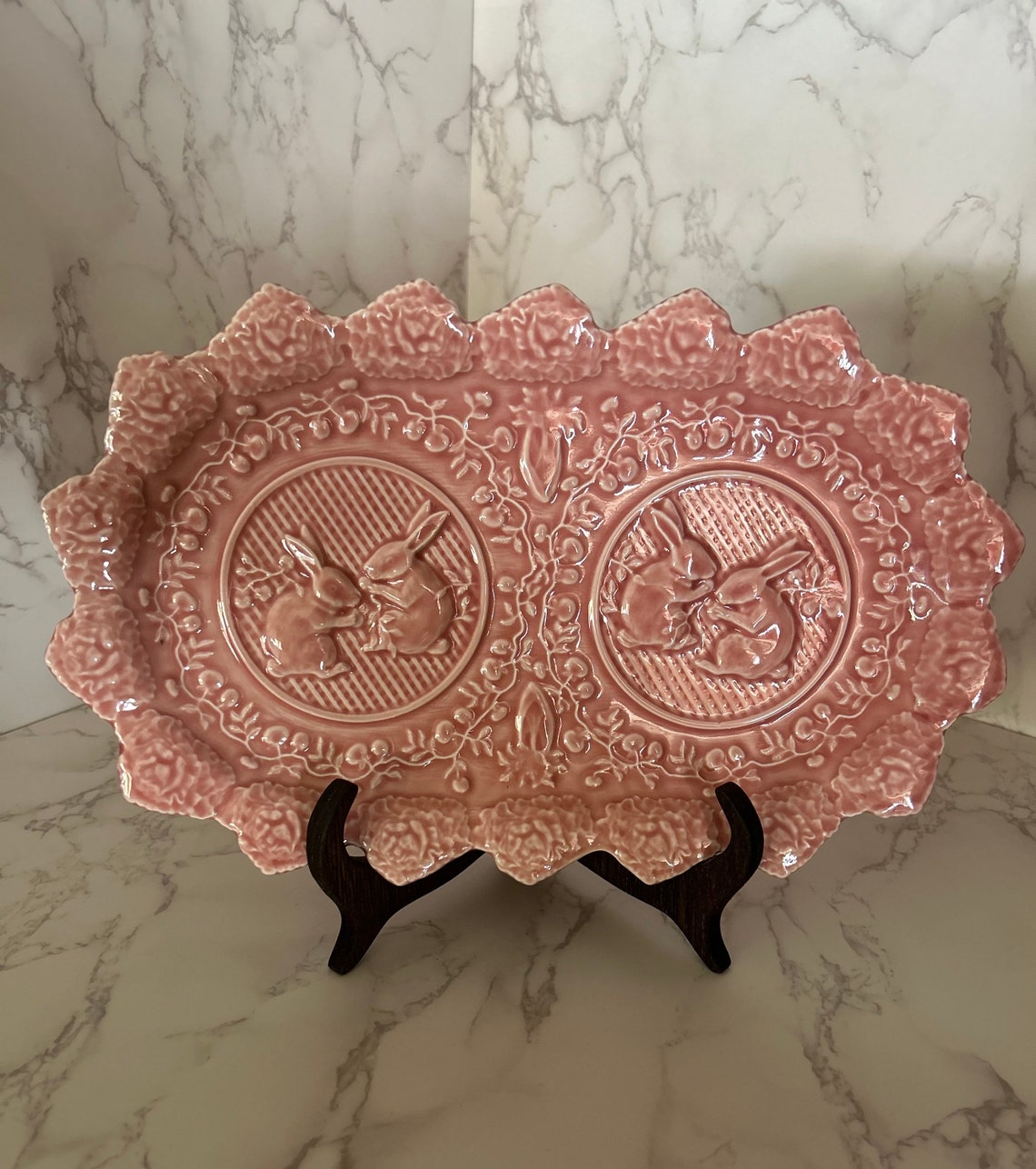 Bordallo Pinheiro Large Pink Bunny Tray - Etsy