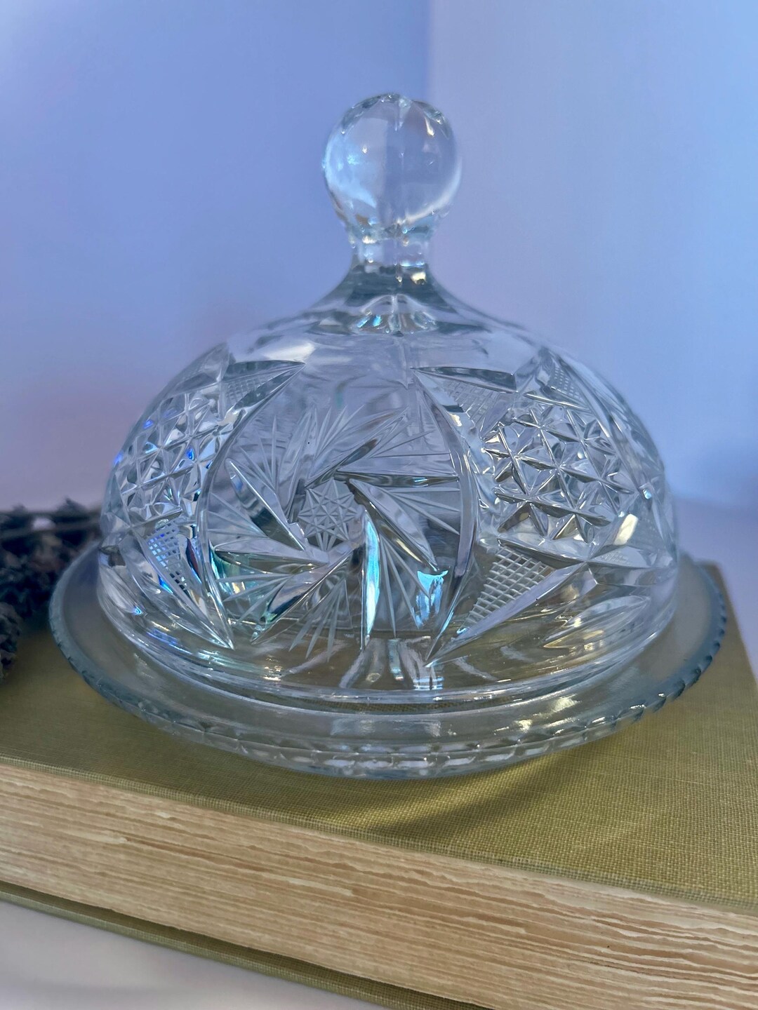 Cut Crystal Pinwheel Dome Butter/cheese Dish - Etsy