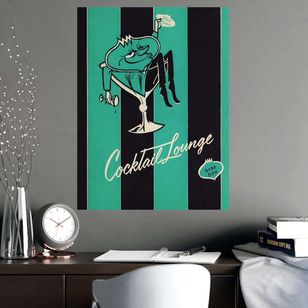 Vintage Cocktail Lounge Matte Posters - Retro Art Prints for Home Bar ...