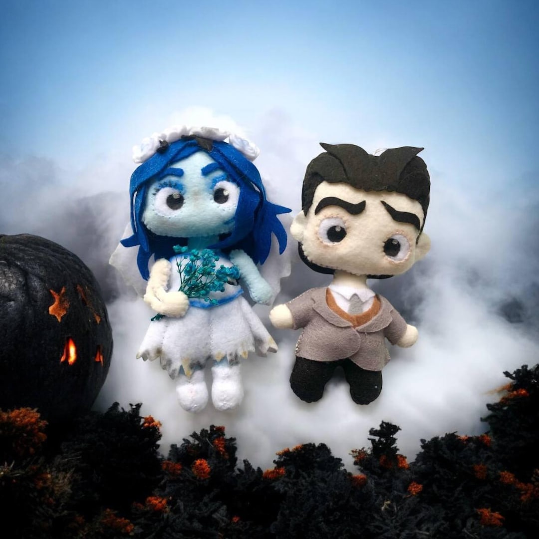 Corpse Bride Emily and Victor, Scary Dead Bride Doll , Handmade Felt ...
