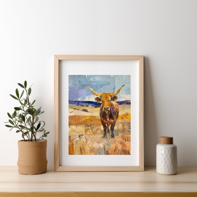 BOHO Prairie Poster Abstract Paper Collage Artwork Vintage Pasture ...