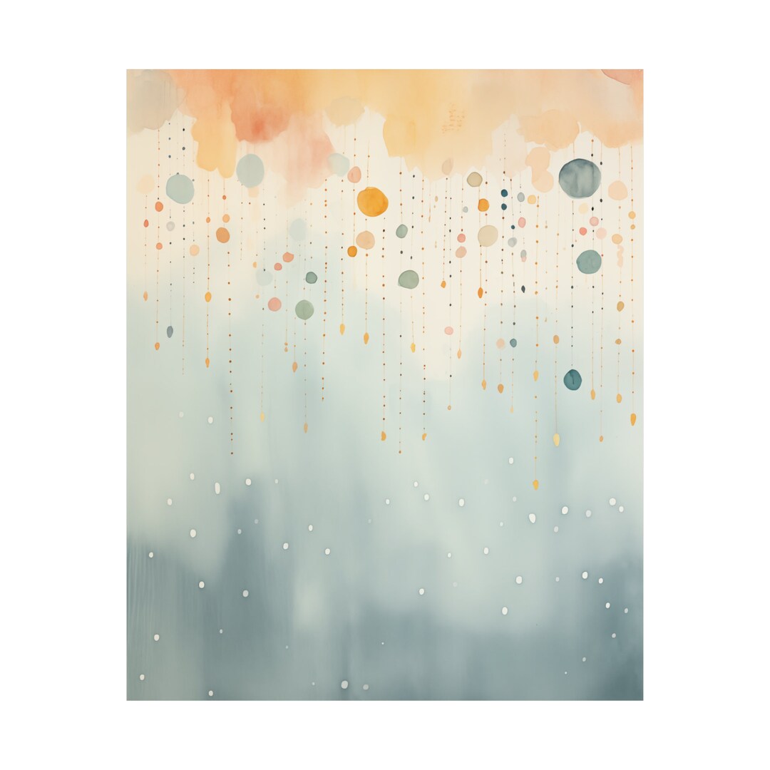 Simple Rain Artwork Picture BOHO Raindrop Illustration Poster Abstract ...