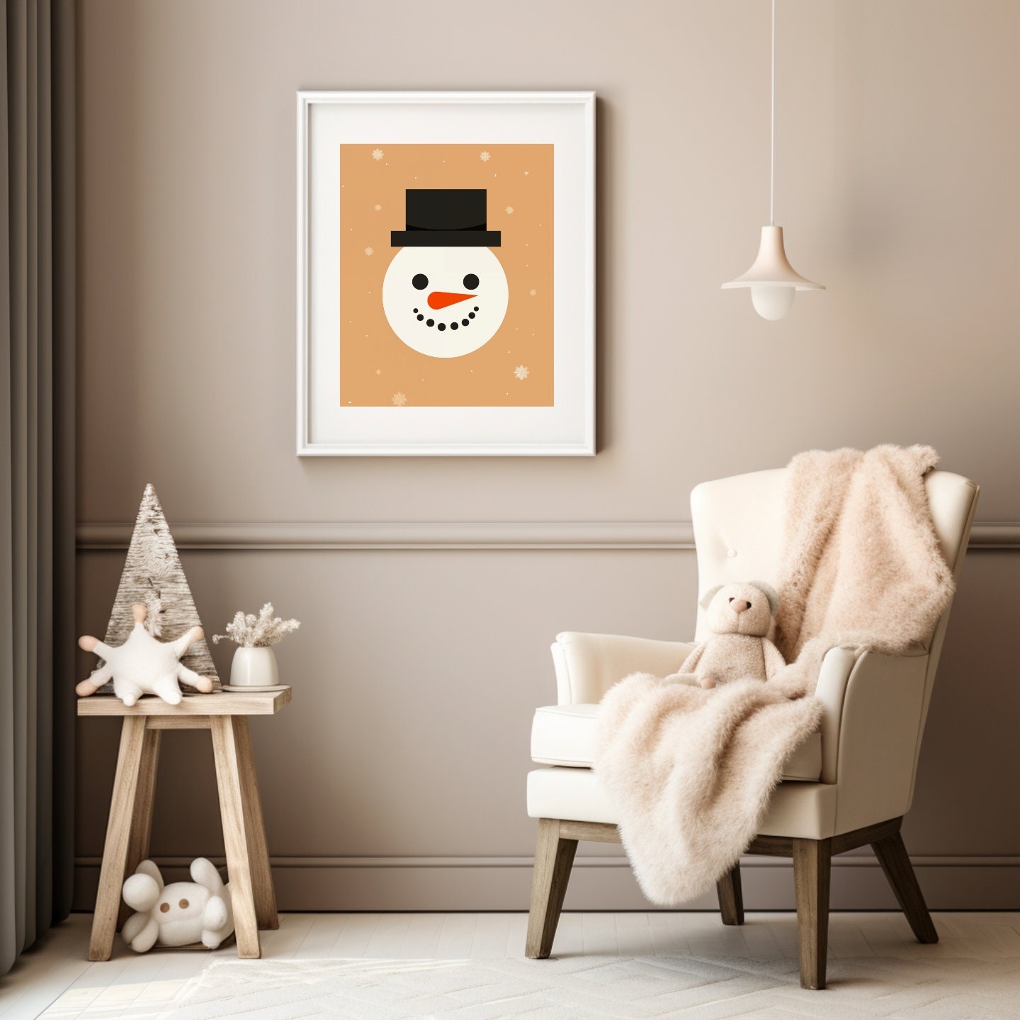 Minimalist Snowman Poster Simple Frosty Picture Abstract Snowman ...