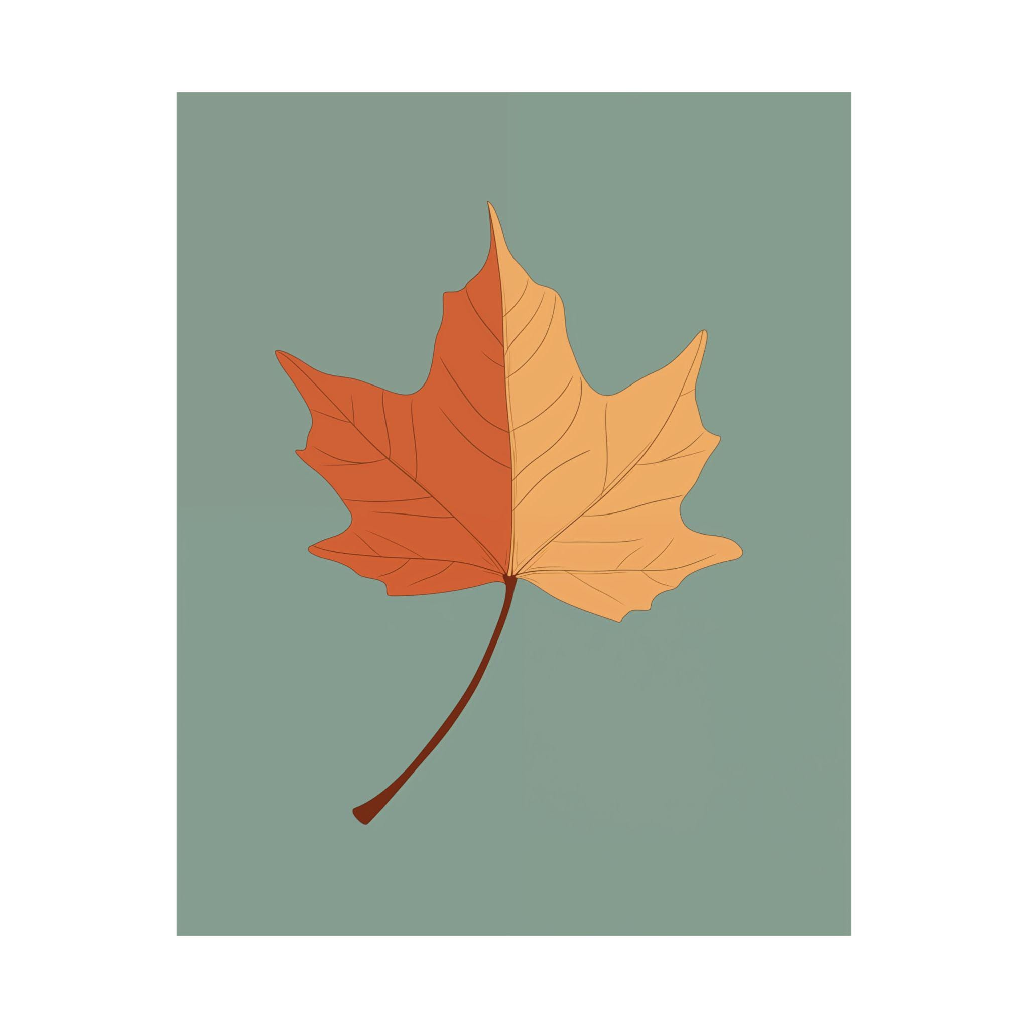 Minimalist Falling Leaf Wall Art Modern Autumn Picture Contemporary ...