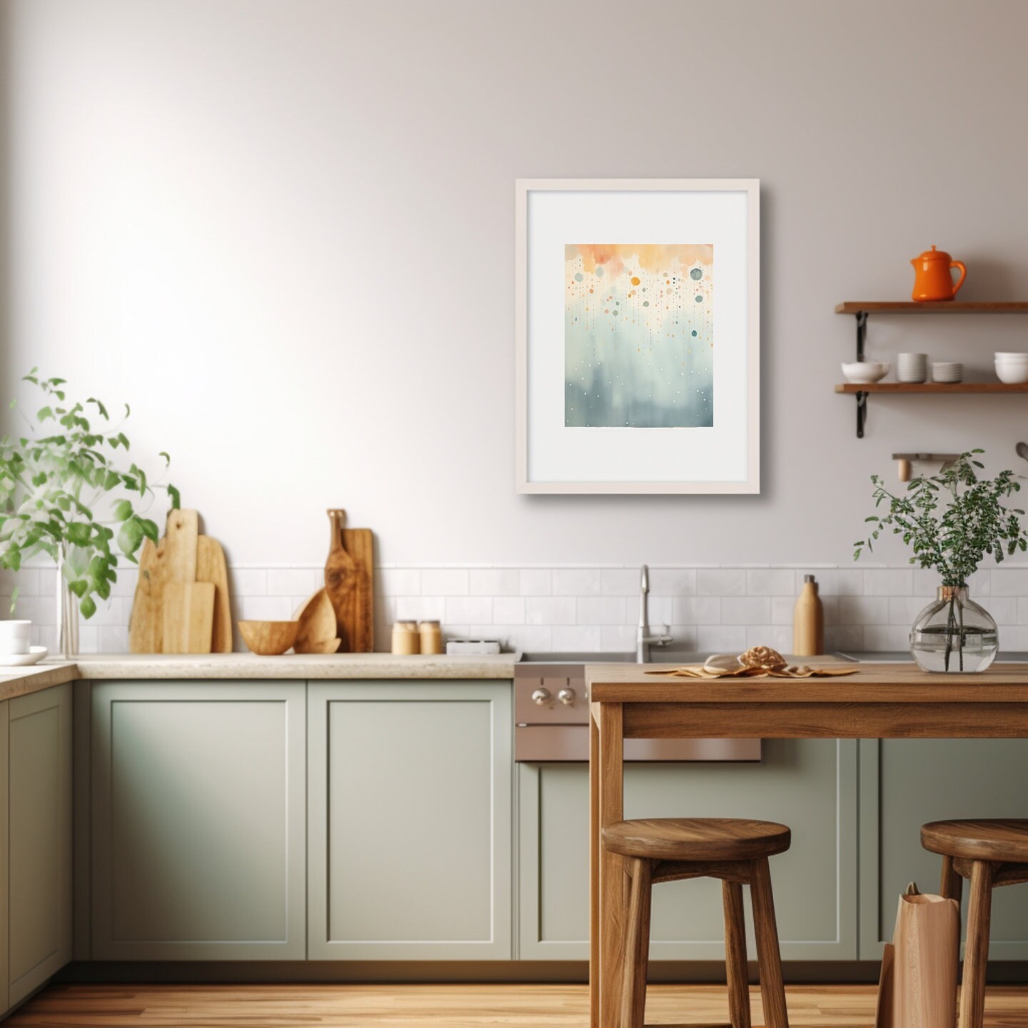 Simple Rain Artwork Picture BOHO Raindrop Illustration Poster Abstract ...