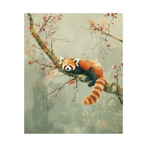 Vintage Red Panda Artwork | Watercolor Red Panda Print | Mid Century ...