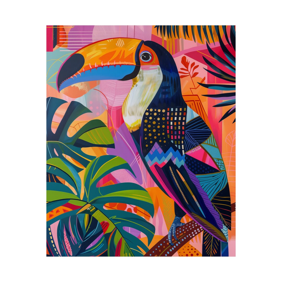 Whimsical Toucan Wall Art | BOHO Color Burst Print | Mid Century ...