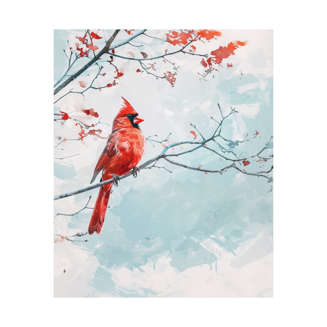 Mid Century Modern Bird Wall Art Minimalist Cardinal Print Vintage ...