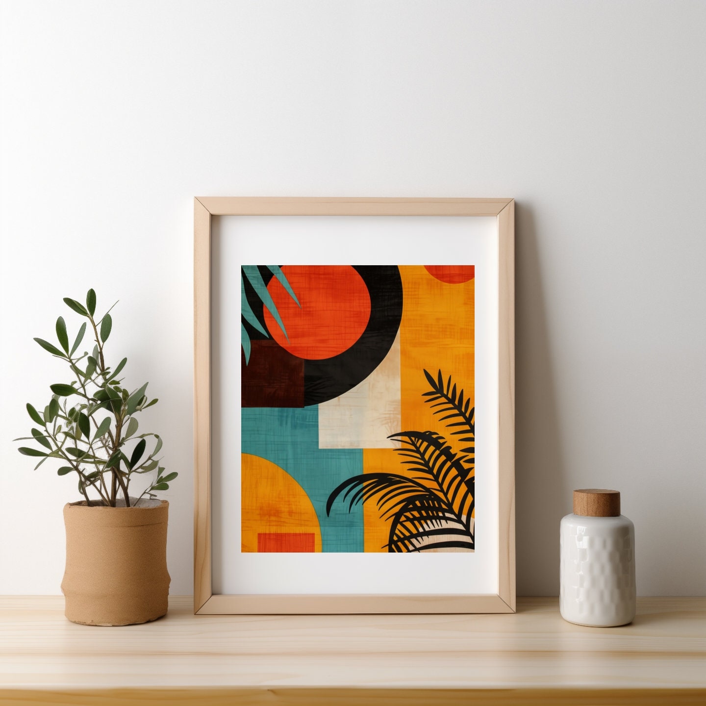 Mid Century Modern Geometric Shapes Poster Minimalist Architectural ...