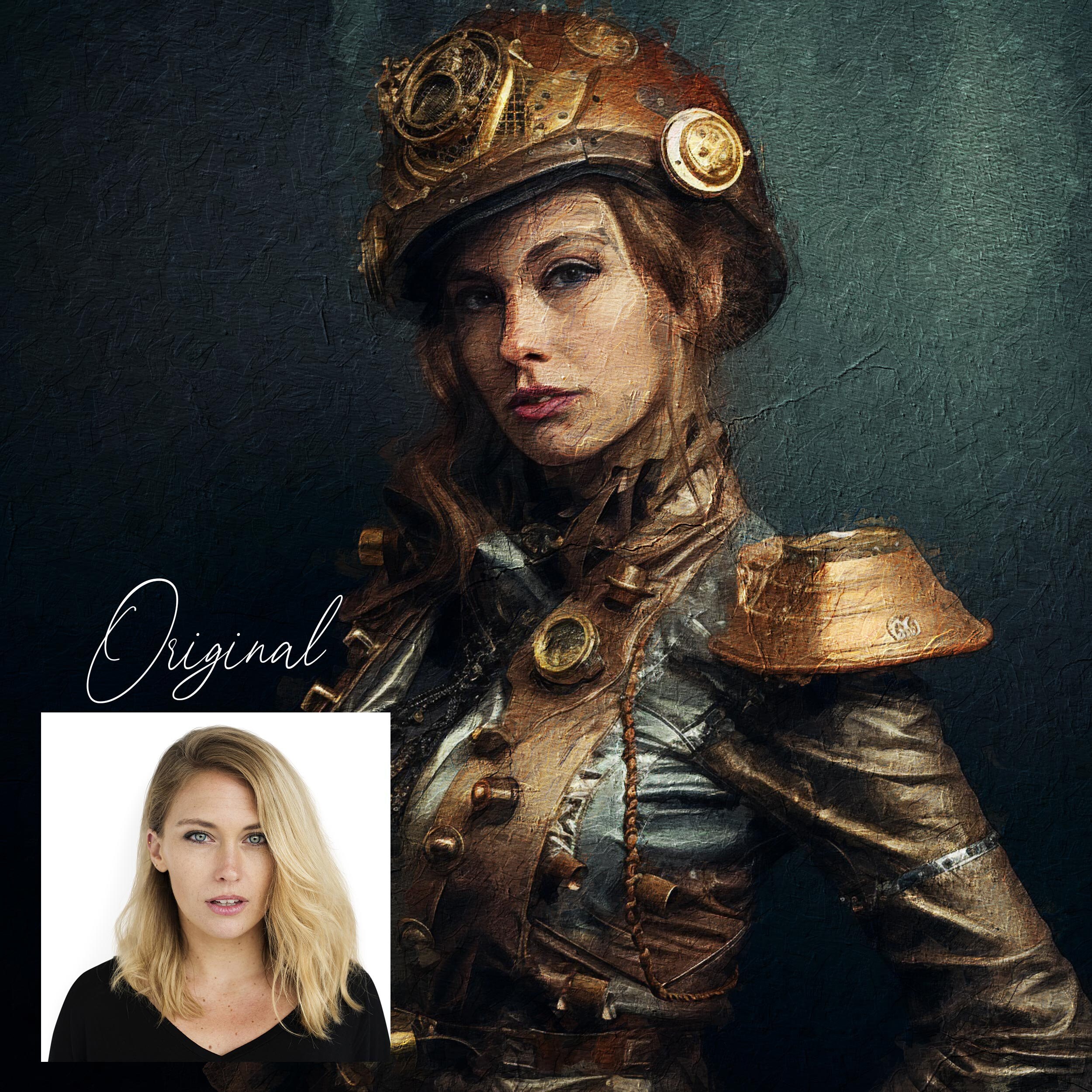 Steampunk Female Portrait From Photo, Custom Portrait for Gift ...