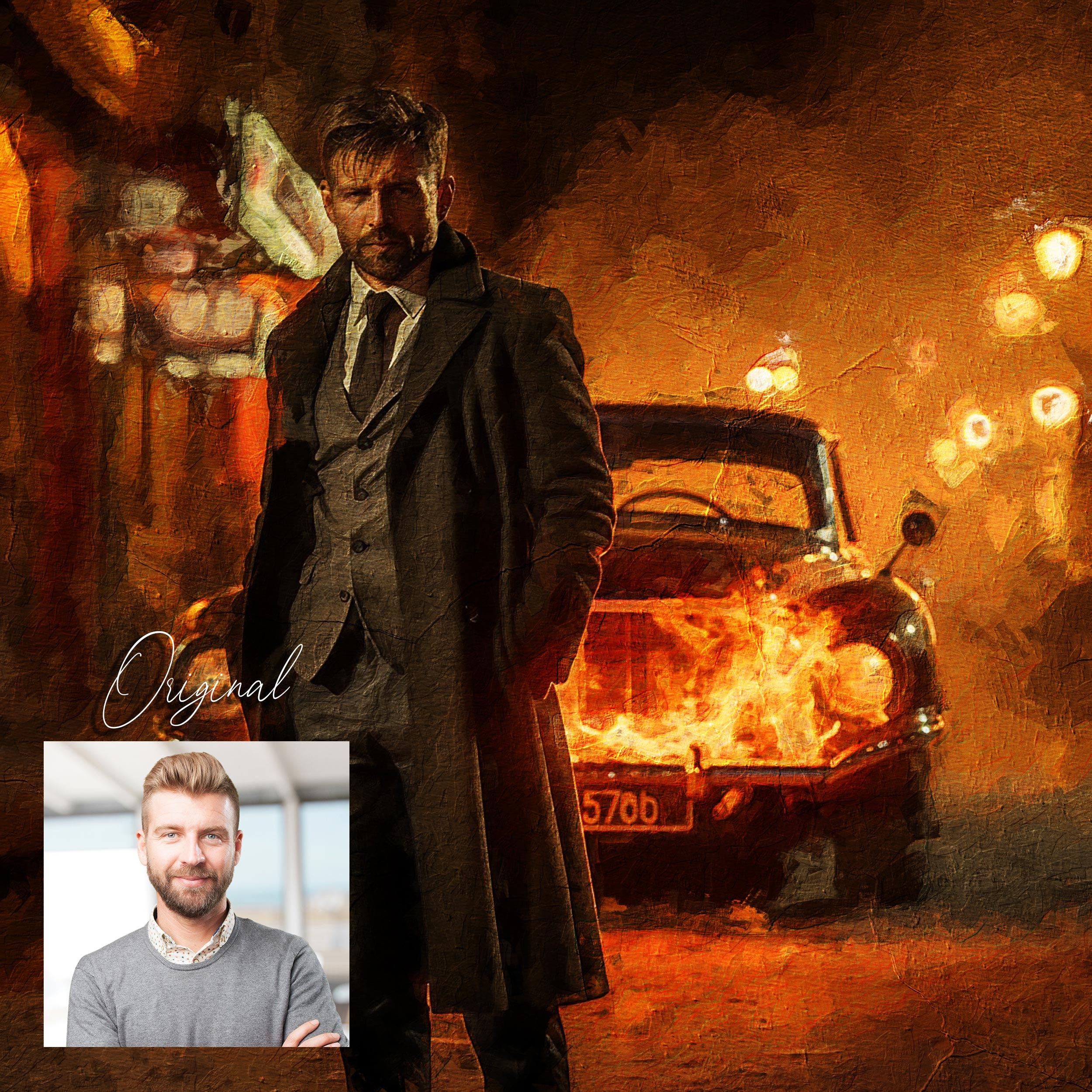 Custom Retro Man Portrait From Photo, Custom Portrait for Gift ...