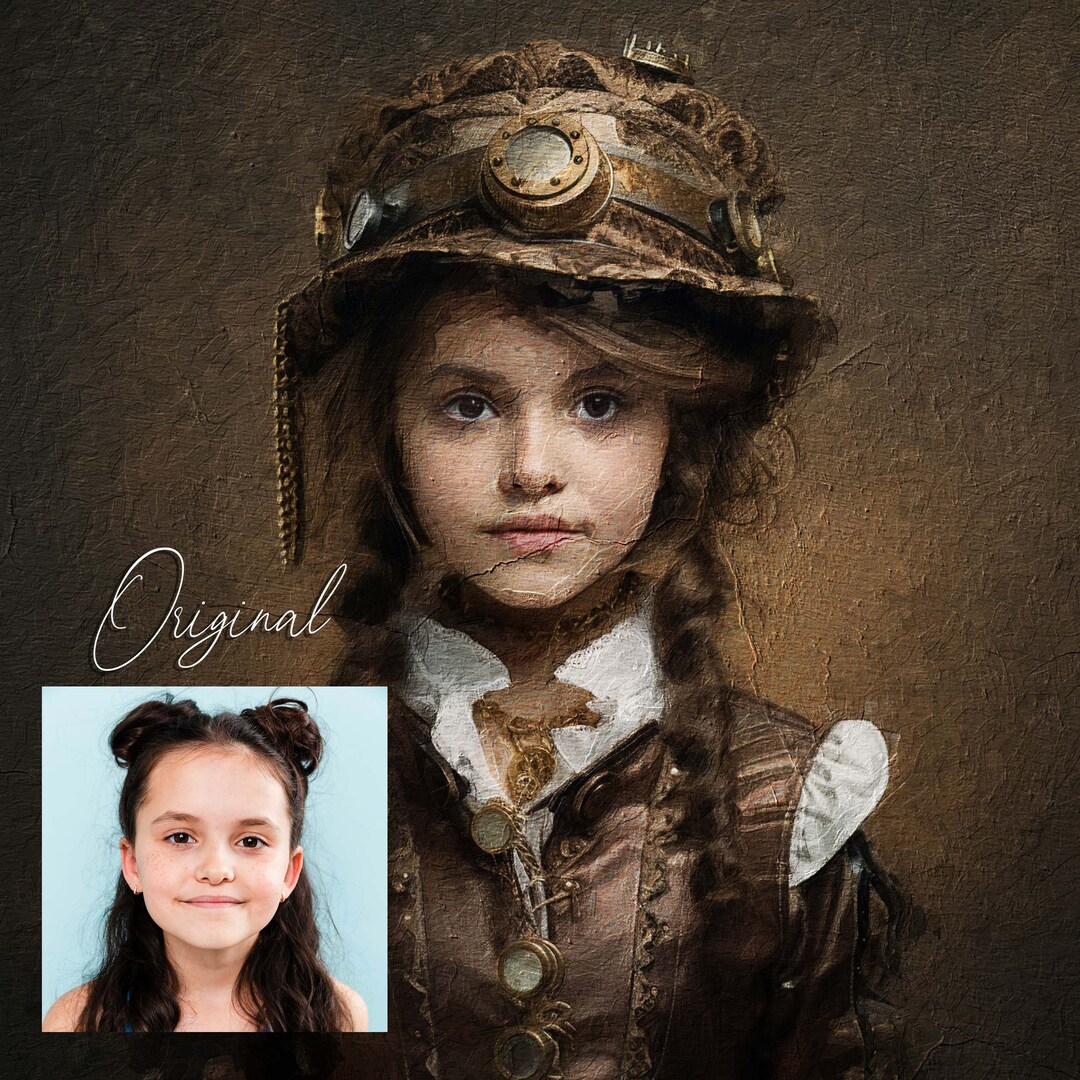 Steampunk Female Portrait From Photo, Custom Portrait for Gift ...