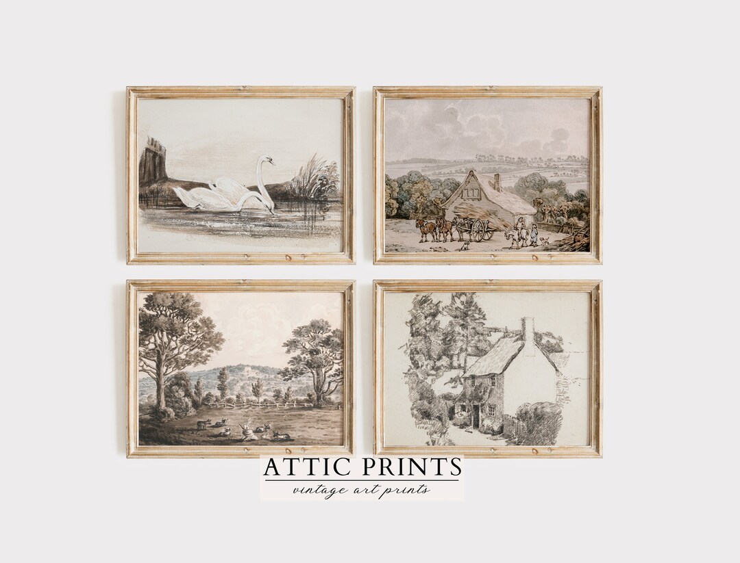 Vintage Neutral Country Art Prints Minimalist Farmhouse Decor GALLERY ...