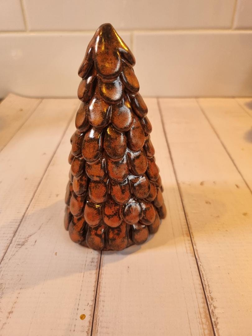 Bronze Glazed Ceramic Christmas Tree - Handcrafted Festive Decor - Etsy