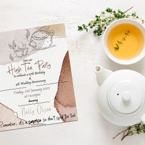 EDITABLE Tea Party Invitation. High Tea Invitation Card. Digital ...