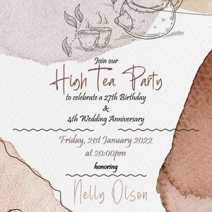 EDITABLE Tea Party Invitation. High Tea Invitation Card. Digital ...