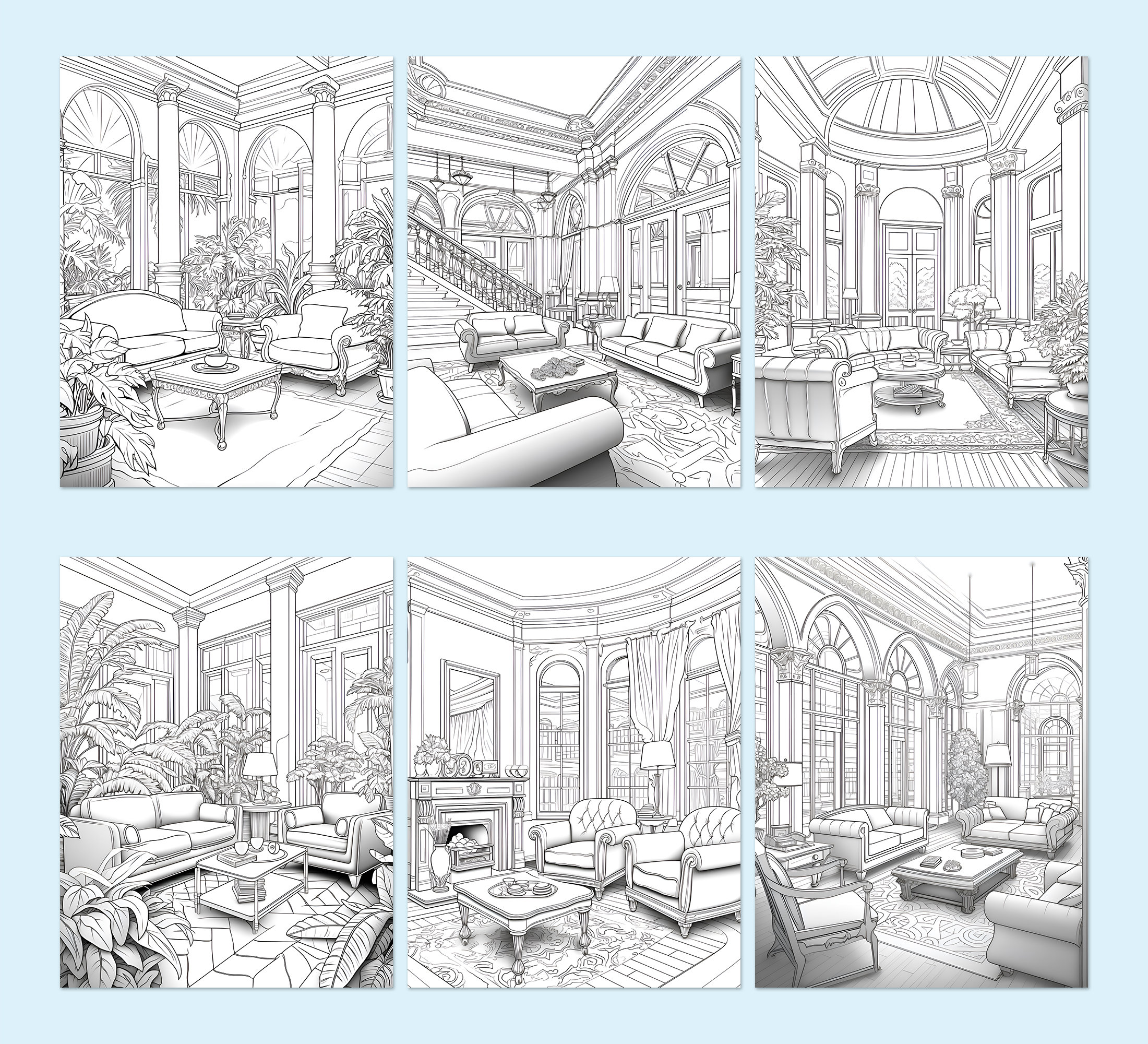 Interior Design Architecture Coloring Pages Adult Activity Kids Books ...