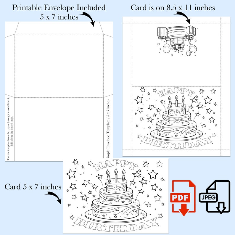 Happy Birthday Cards Coloring Page Kids Bday Printable Party Child ...