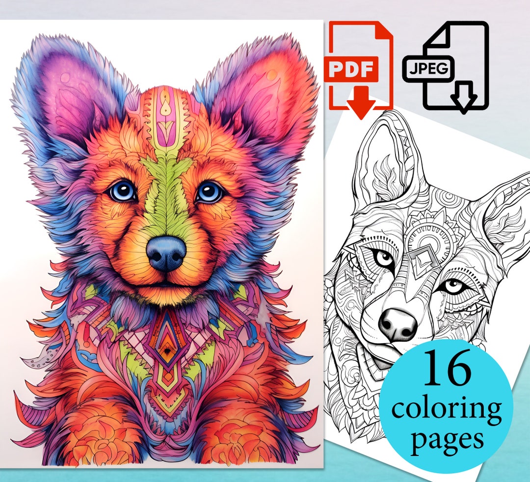 Dogs Mandala Coloring Book Adults Kids Activity Pages Coloriage Sheets ...