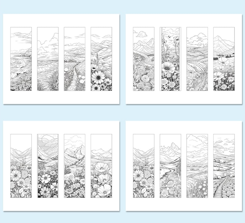 Landscape Printable Coloring Bookmarks Adult Digital Download Unique ...