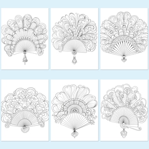 Spanish Fans Coloring Book Kids Adult Beautiful Relaxation Pages Girft ...