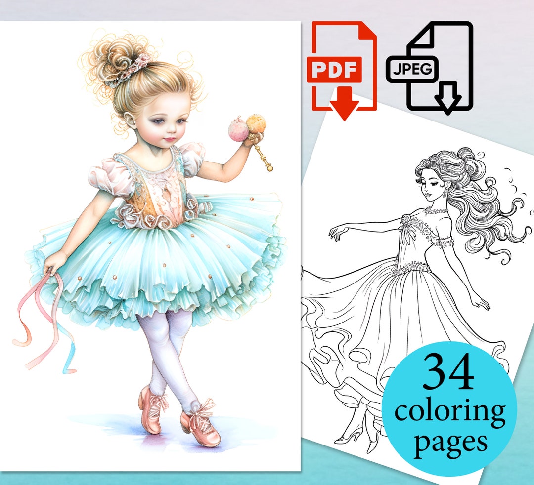 Ballerina Coloring Book Ballet Party Kids Activity Sheets Dance ...