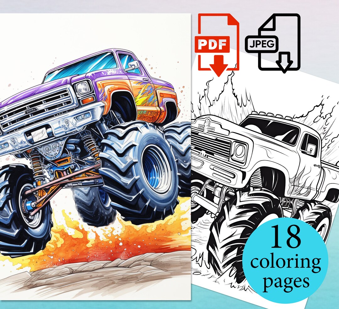 Monster Truck Coloring Book Adults Activities Kids Activity Coloriage ...
