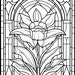 Flowers Stained Glass Window Floral Coloring Pages Adult Activity Kids ...