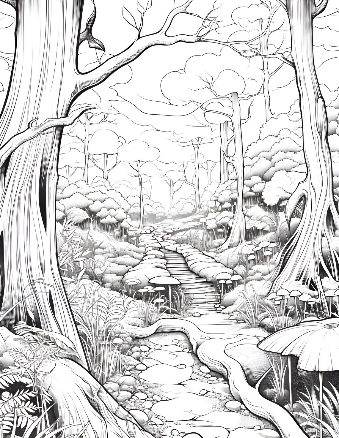 Forest Landscape Coloring Book Adults Activities Kids Activity ...