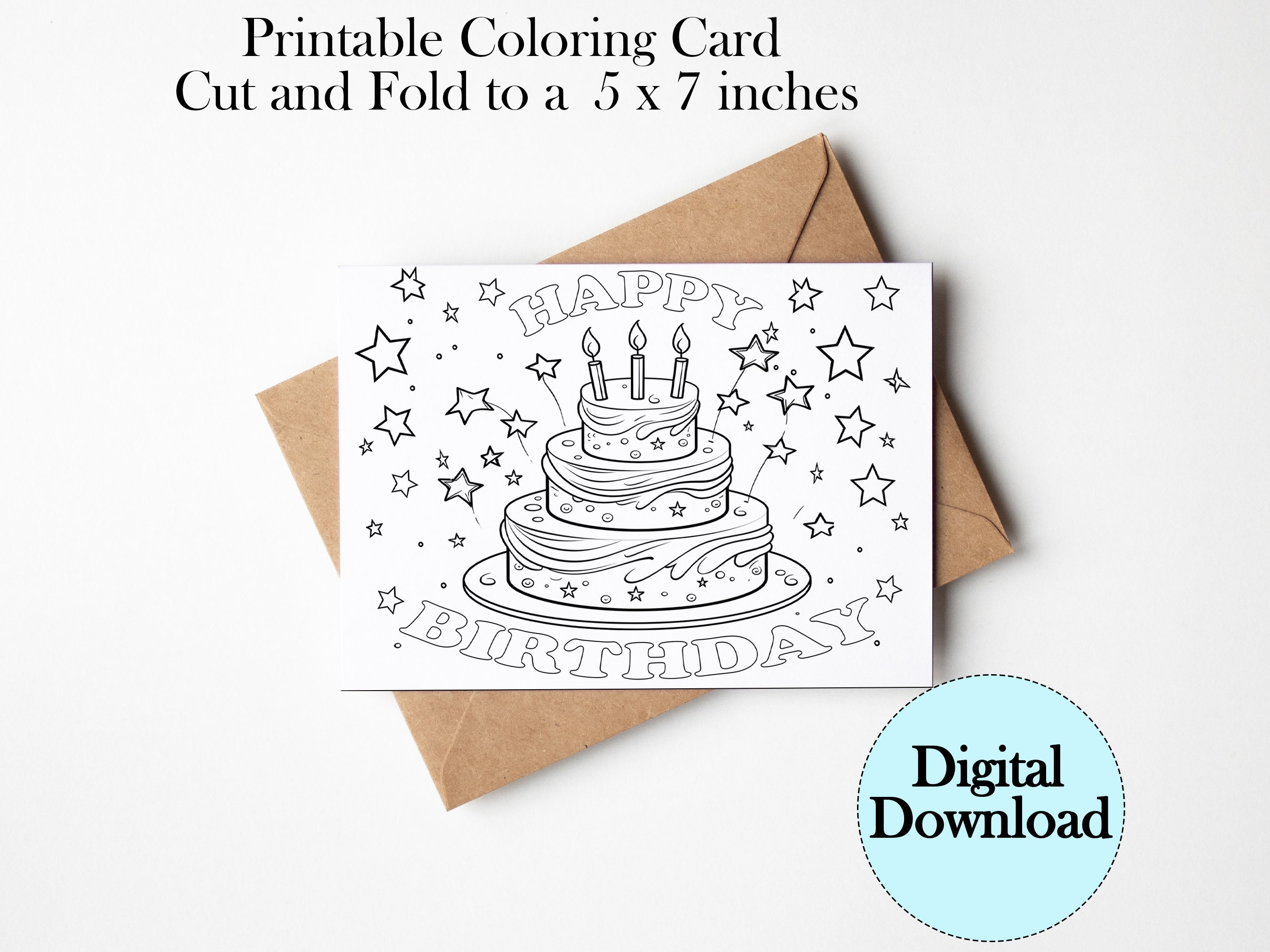 Happy Birthday Cards Coloring Page Kids Bday Printable Party Child ...