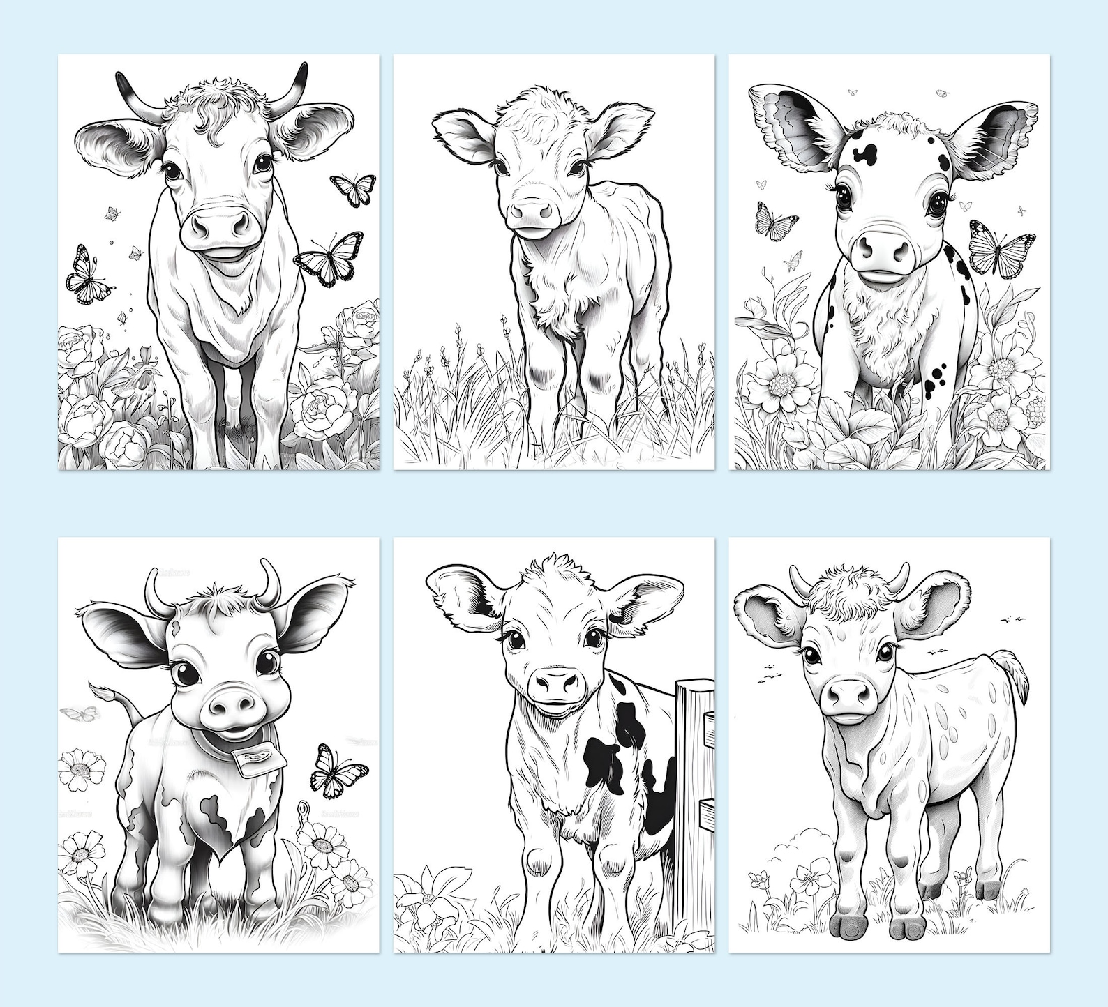 Baby Cow Coloring Pages Kids Activity Books Farm Animal Toddler ...