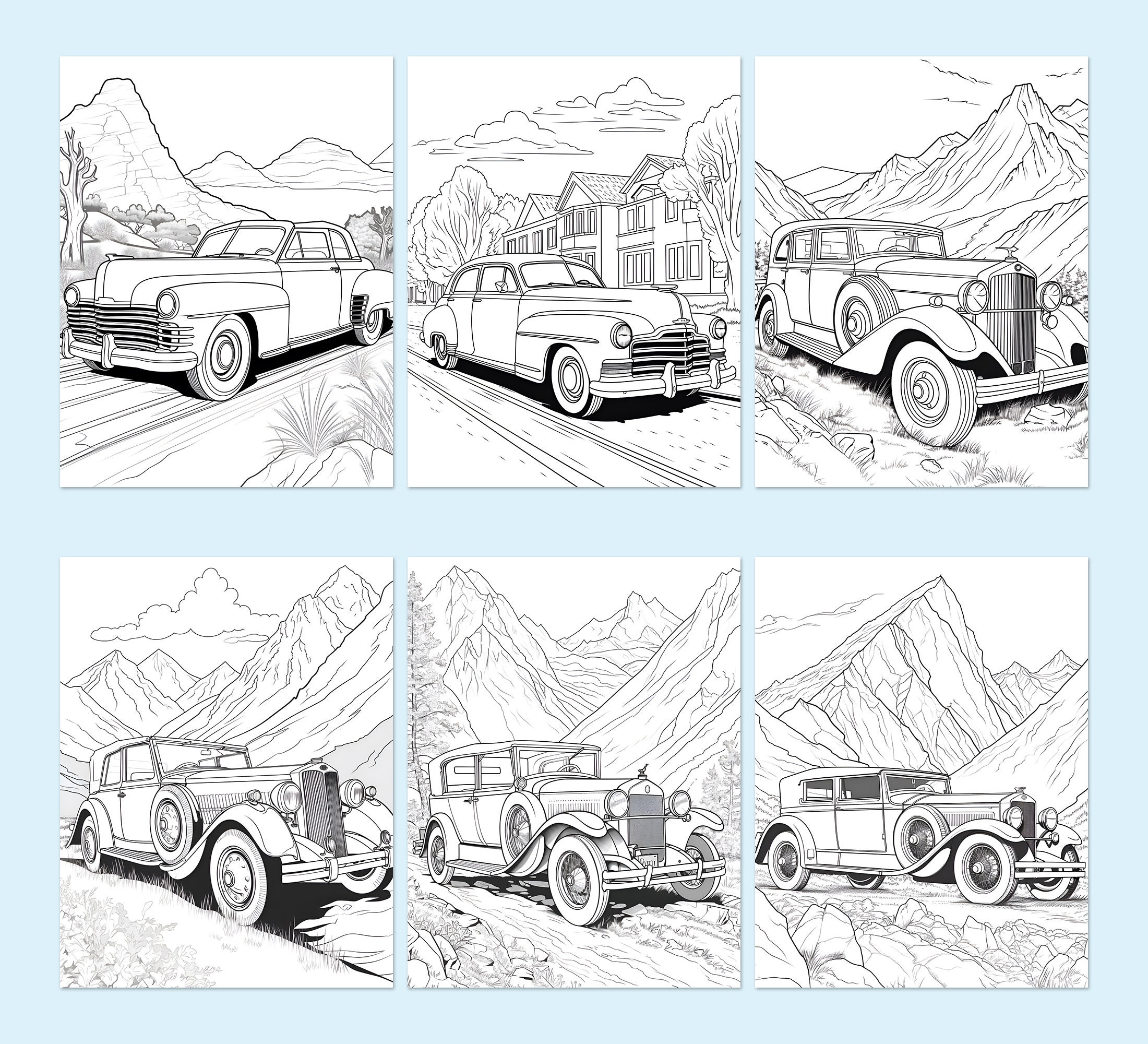 Old Cars Coloring Book Adults Activities Kids Activity Coloriage Pages ...