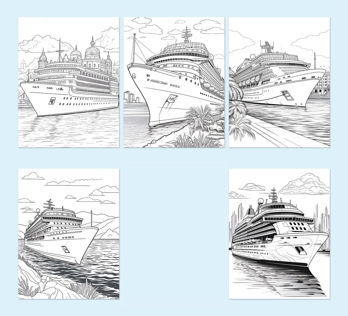 Cruise Ship Coloring Book Adults Activities Kids Coloriage Pages Boat ...
