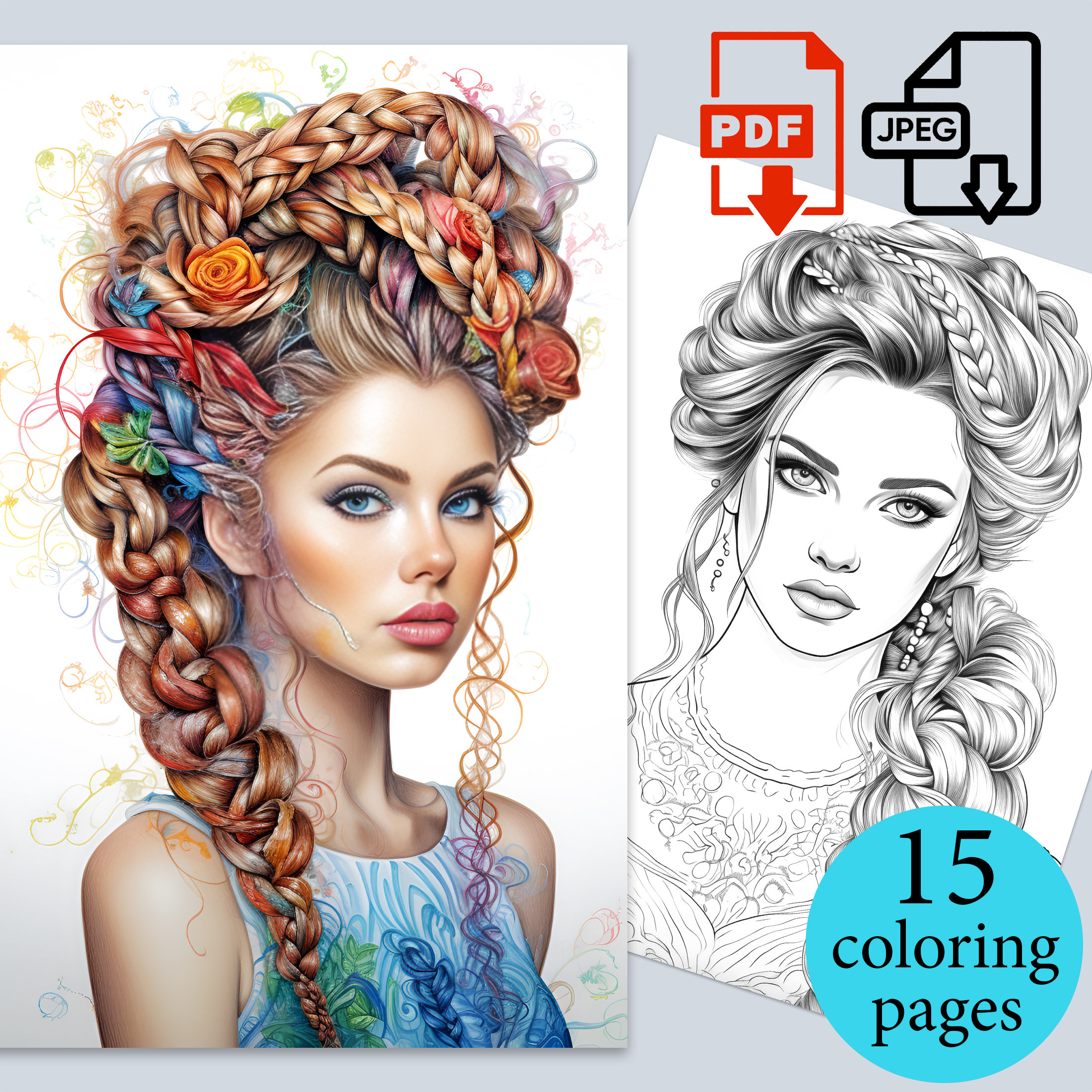 Beautiful Women Coloring Pages for Adults Books Beauty Girl Portrait ...