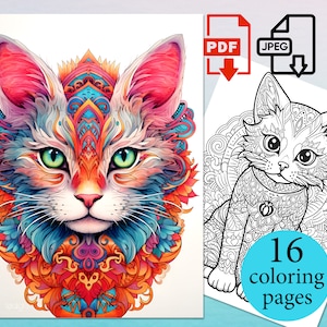 Cats Mandala Coloring Pages Adults Kids Activity Book - Etsy