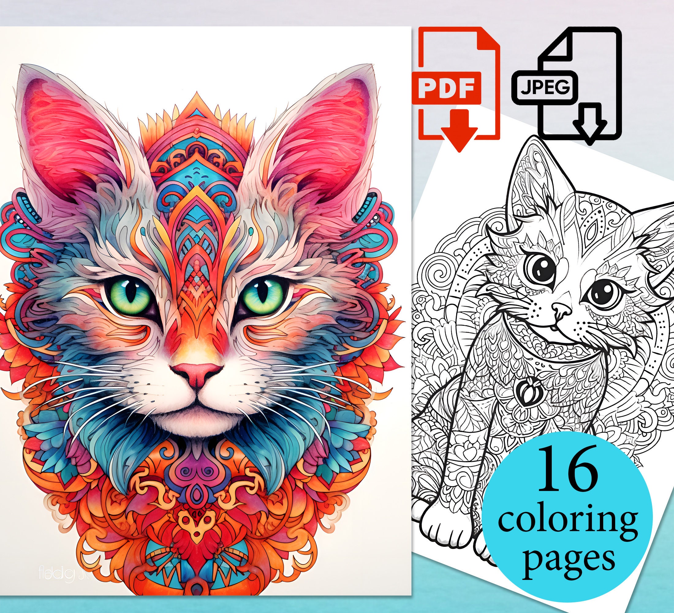 Cats Mandala Coloring Pages Adults Kids Activity Book - Etsy