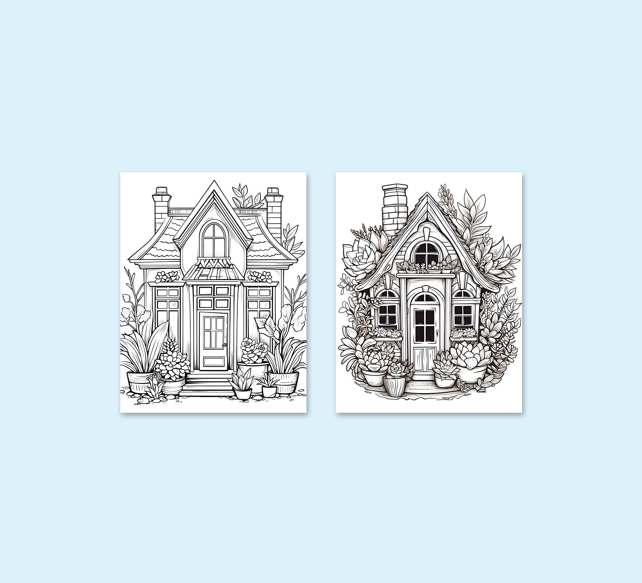 House With Plants Coloring Pages Book Botanical Adult Activity - Etsy