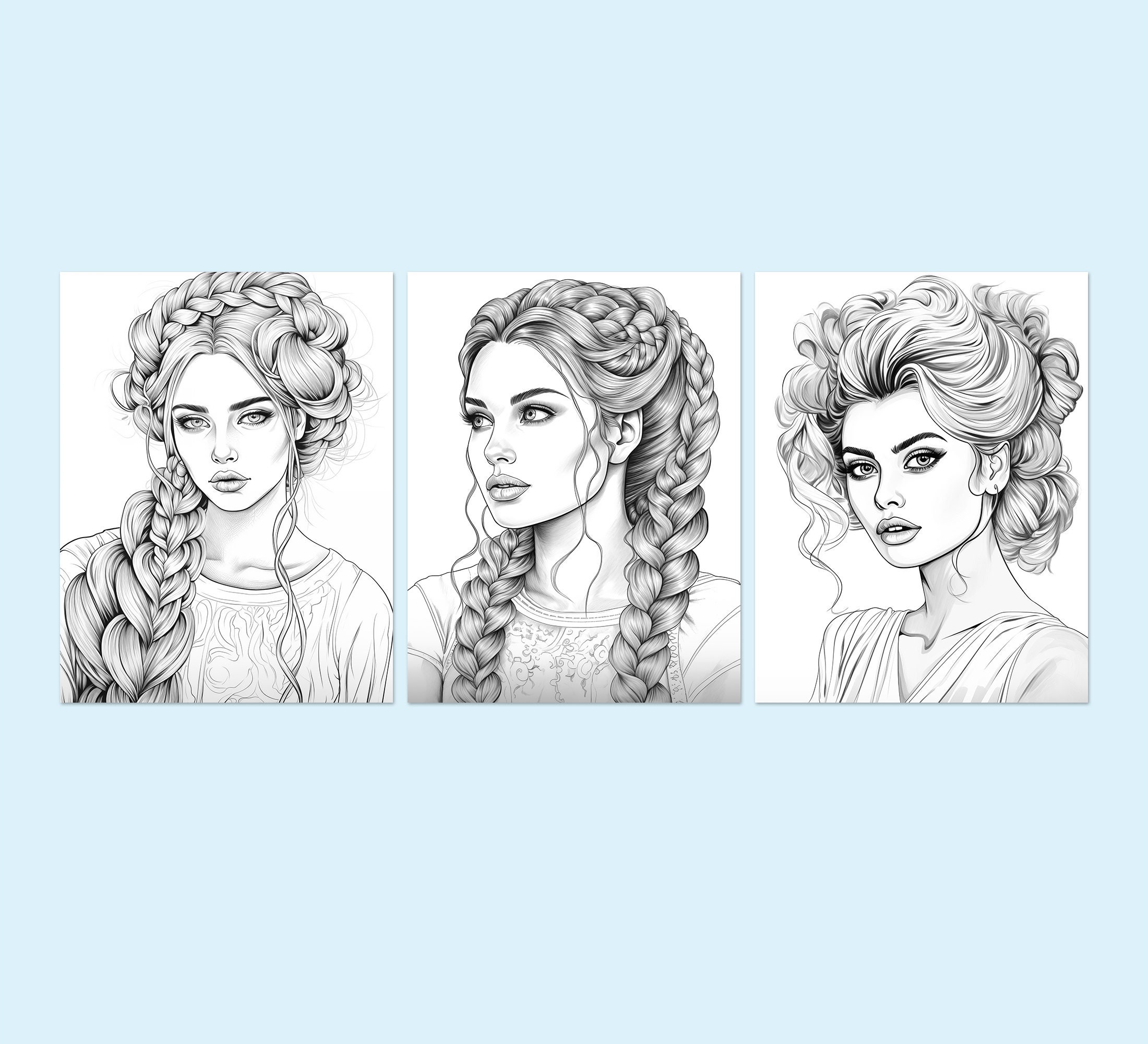 Beautiful Women Coloring Pages for Adults Books Beauty Girl Portrait ...