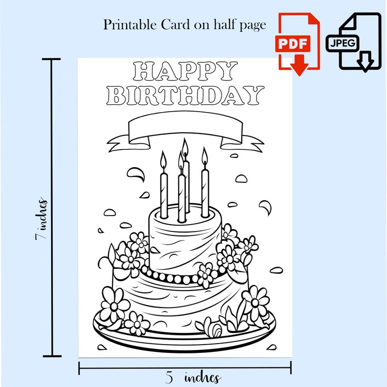 Cake Birthday Cards Coloring Page Personalized Name Kids Happy Bday ...