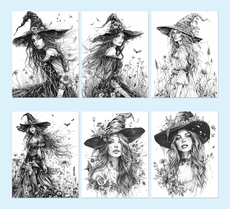 Beautiful Witch Coloring Book Fantasy Kids Activity Sheets Magic ...