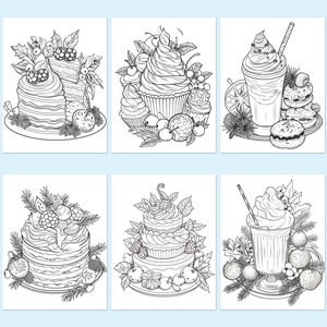 Christmas Cupcake Coloring Pages Festive Dessert Digital Book New Year ...