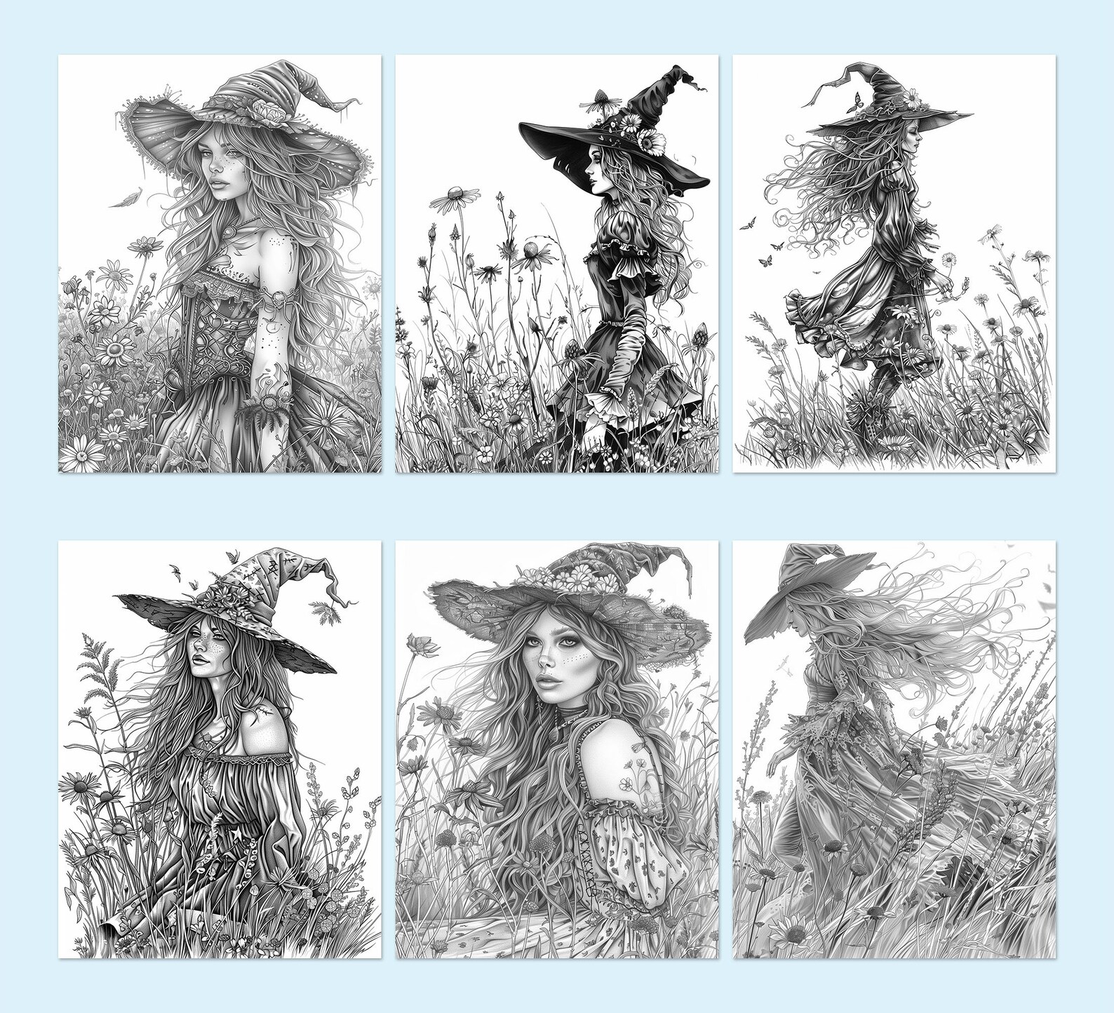 Beautiful Witch Coloring Book Fantasy Kids Activity Sheets Magic ...
